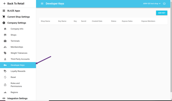 Retail | How to Generate a Developer / API Key in BLAZE for 3rd Party Integrations